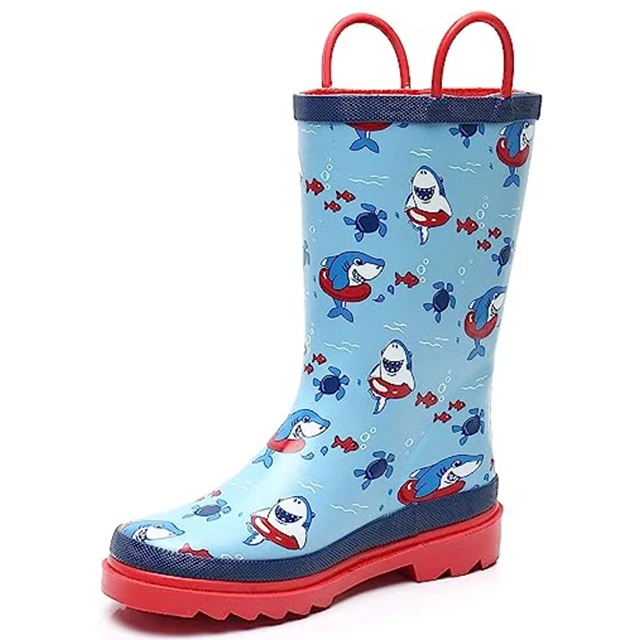 Waterproof Boys Rubber Rain Boots On Handles Non Slip Durable Mud Boots ...