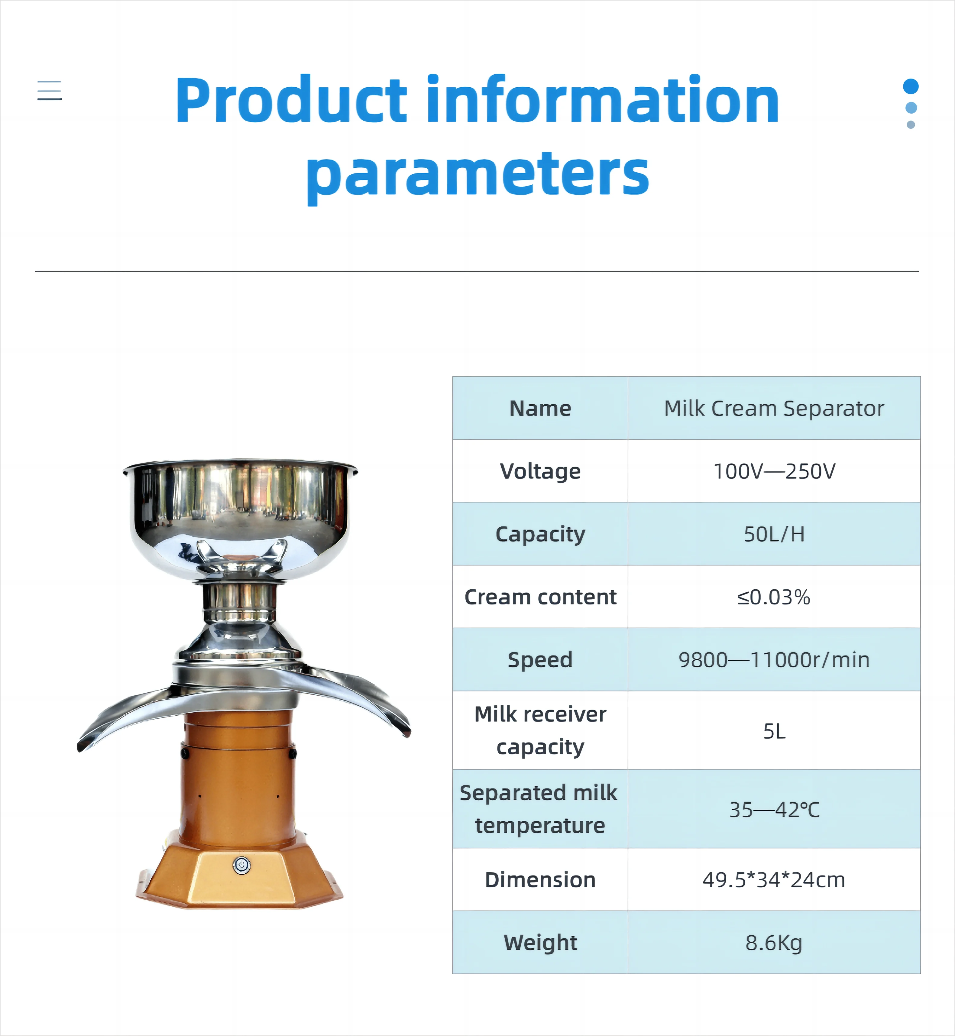 High Quality Centrifugal Skimmed Milk Separator Machine Stainless Steel ...