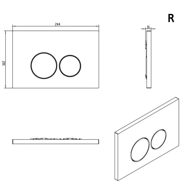 Hidden Water Tank Push Button Stainless Steel Brushed Dual Flush Plate ...