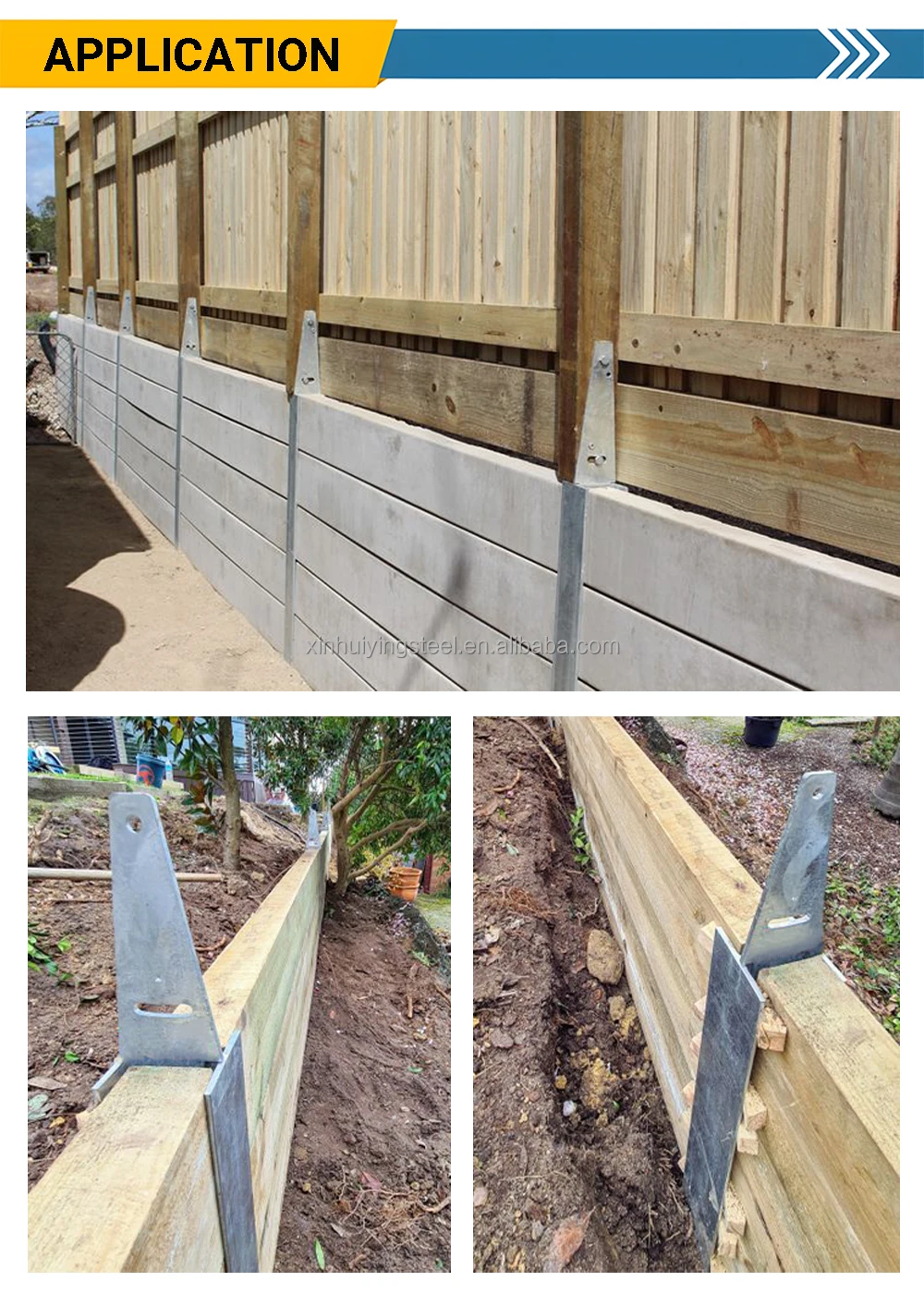 Galvanised Retaining Wall Timber Fence Bracket for 100mm/150mm Series H ...