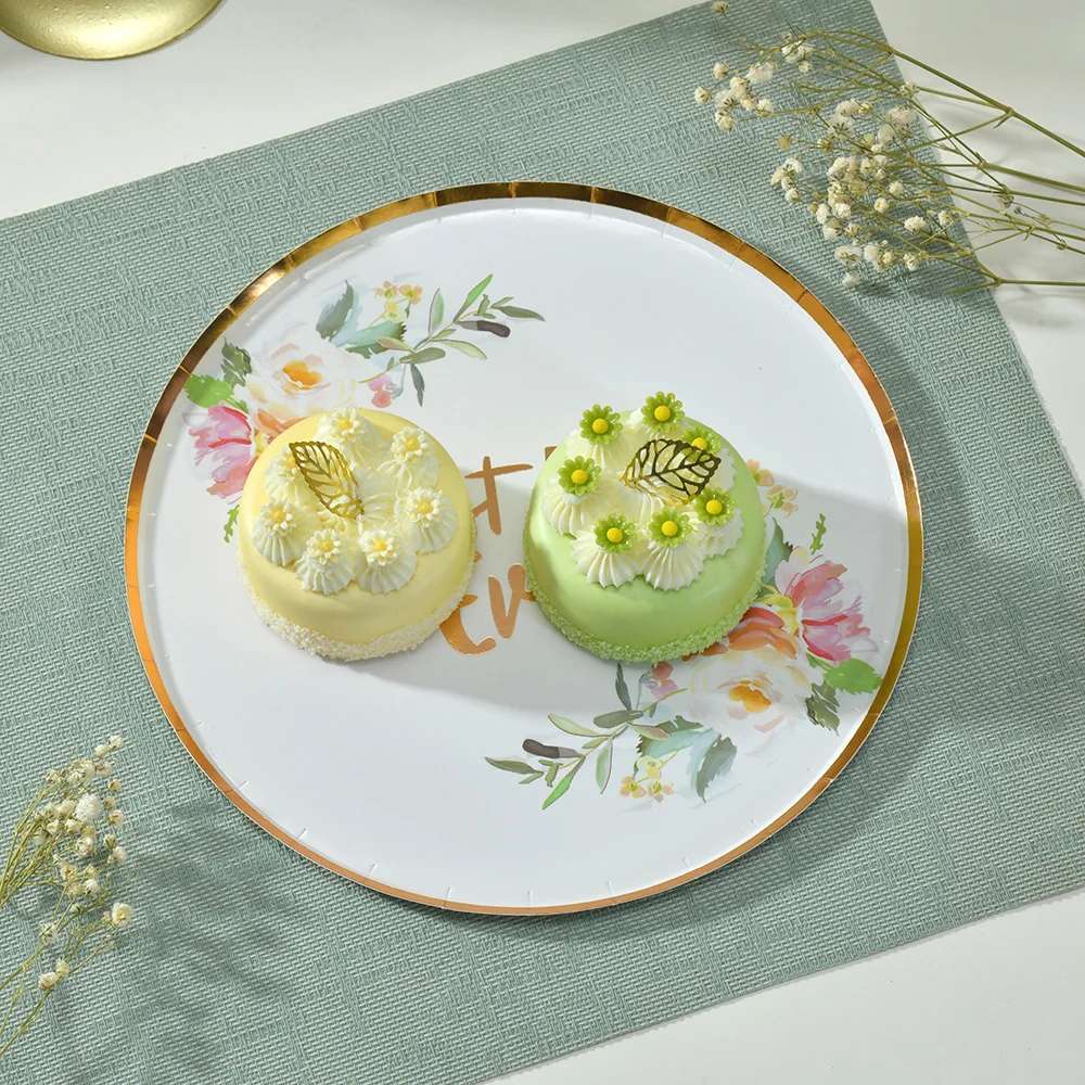 DAMAI Tea Party Theme Birthday Table Decor Romantic Flower Paper Plates ...