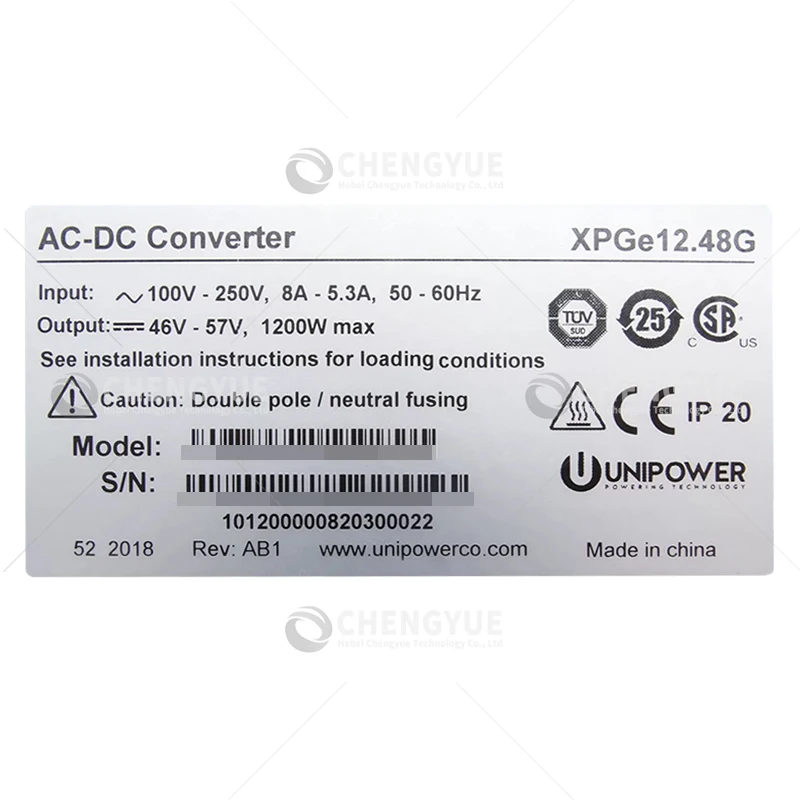 Unipower Telecom Power XPGE12.48G - 1200W Rectifier Module