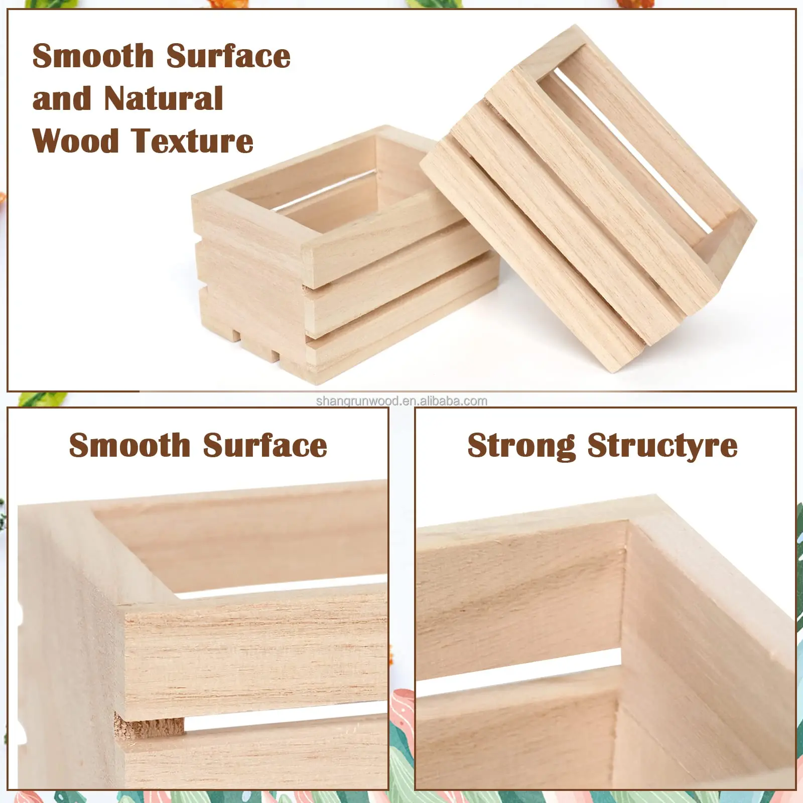 Diy Mini Rustic Wooden Crates Decorative Crates Unfinished Wood Box ...