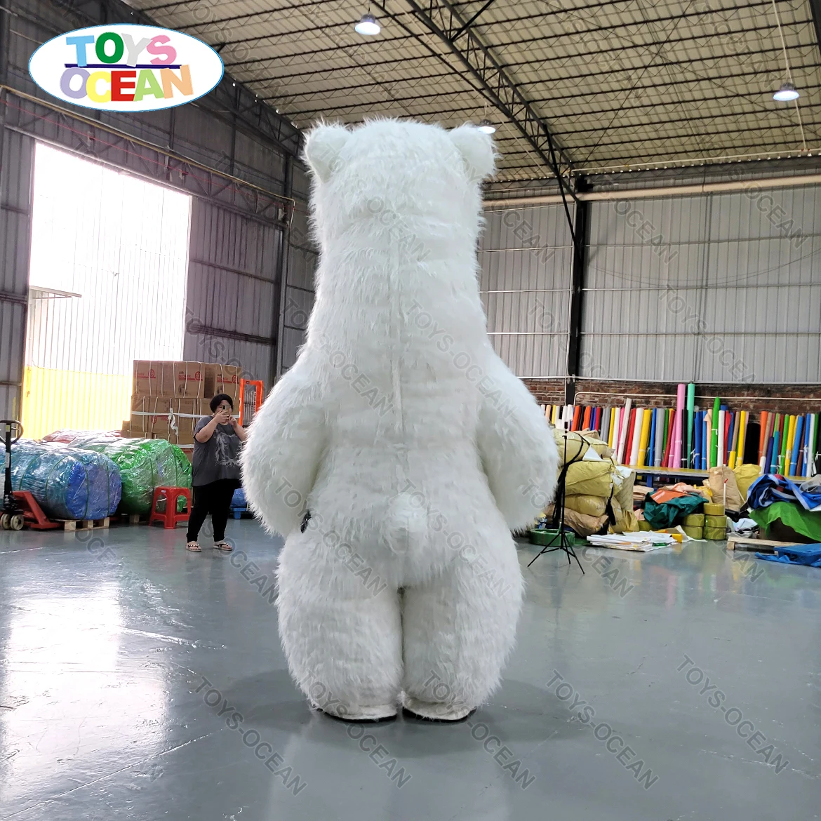 Inflatable Furry Polar Bear Mascot - Perfect for Sea Shipping