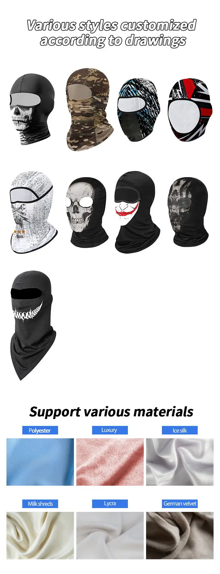 Custom Logo Ski Masks - Full Face Balaclava Helmet Hood
