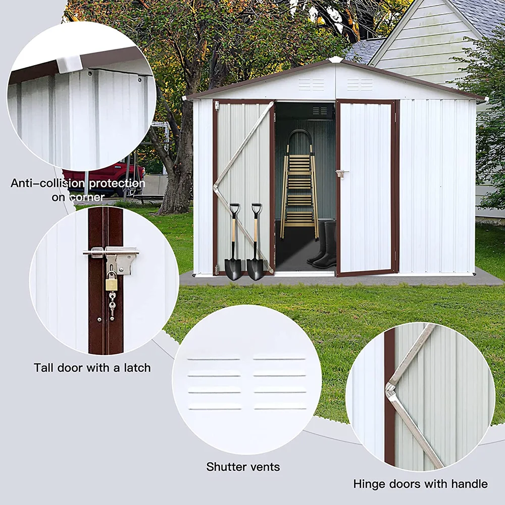 Sturdy Utility Outdoor Storage Shed Metal Shed for Patio Gardening ...