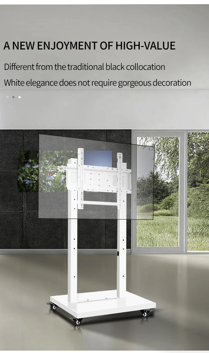 Hillport 43-75 Inch Tv Mobile Cart With Adjustable Height Monitor Stand ...