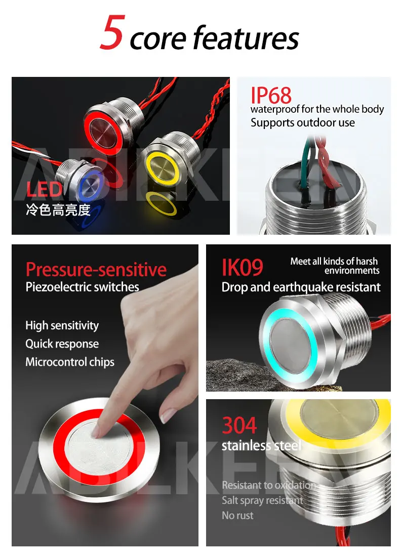 Piezoelectric Underwater Momentary IP68 Waterproof Push Button Switch ...