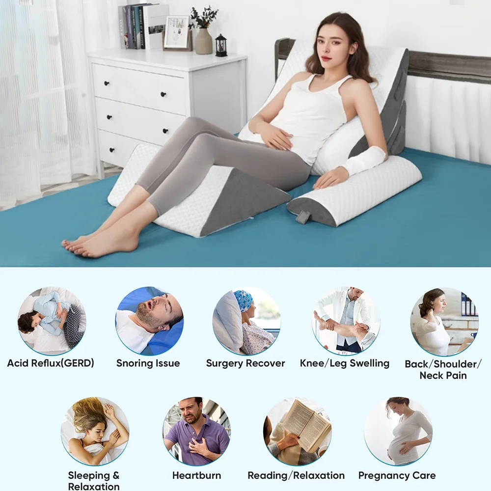 4pcs Orthopedic Bed Wedge Pillow Set Post Surgery Foam For Back Neck ...