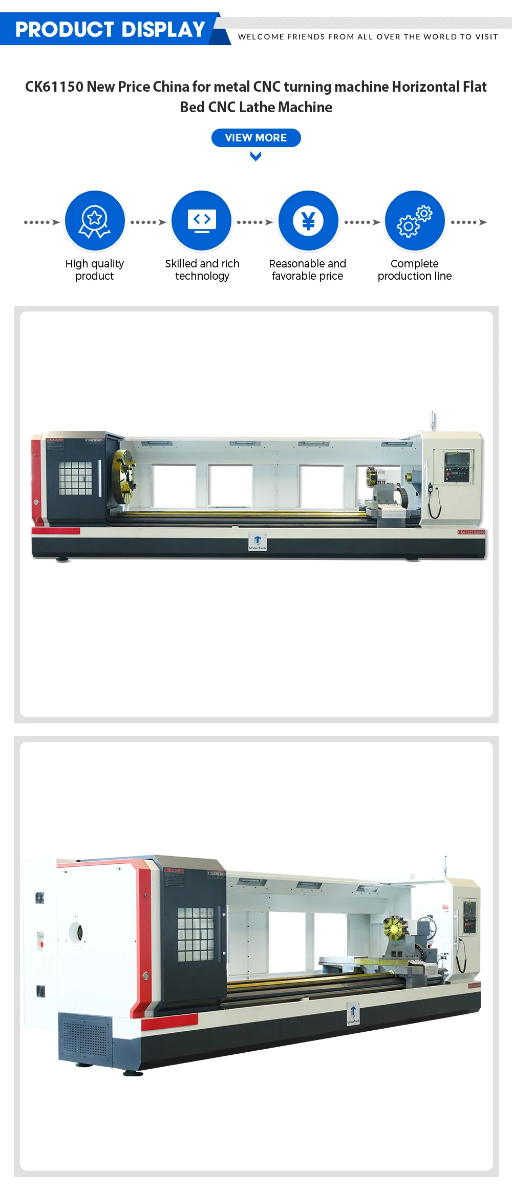Flat Bed Lathe CK61125 CNC Lathe Machine With GSK System Support ...