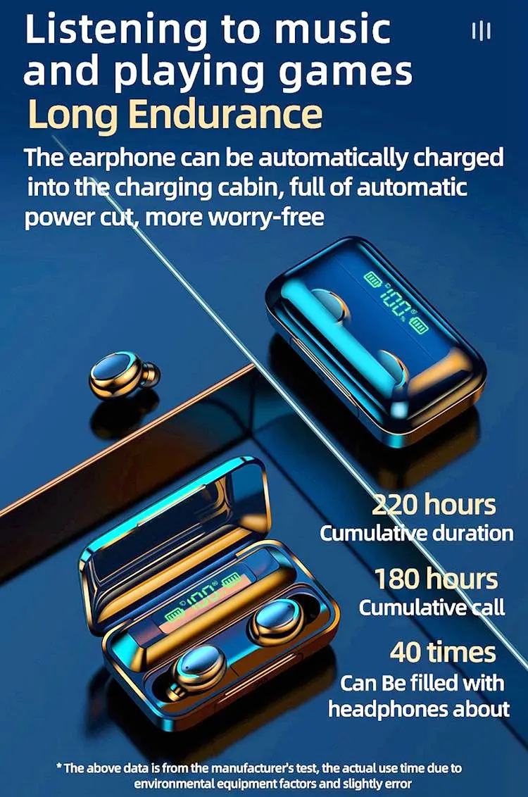 Original F9 TWS Earbuds, Waterproof Bluetooth 5.0, 9D HiFi Stereo, LED ...