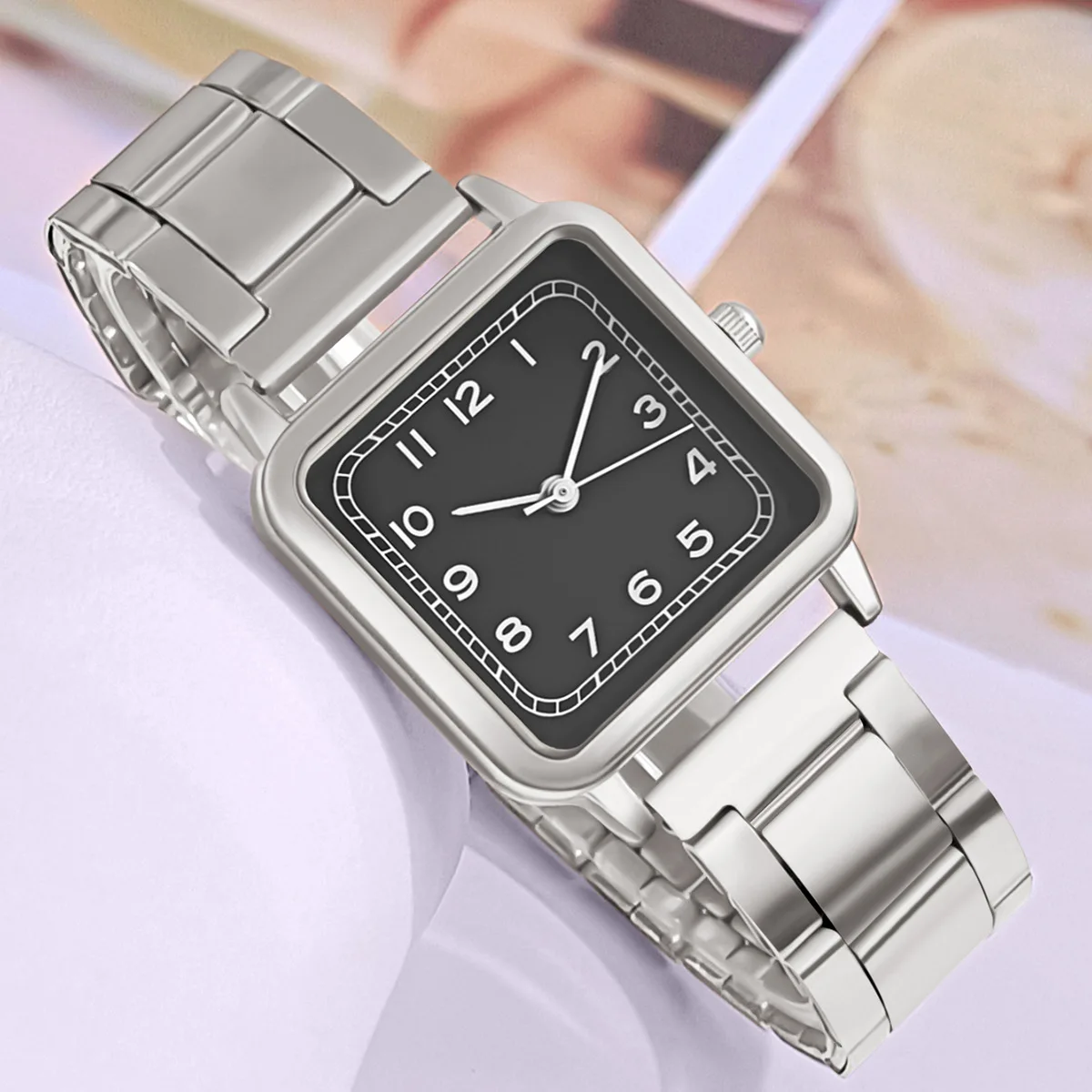 New Arrival Ladies Square Quartz Watches Stainless Steel Wristwatch Minimalist Small Watch For ...