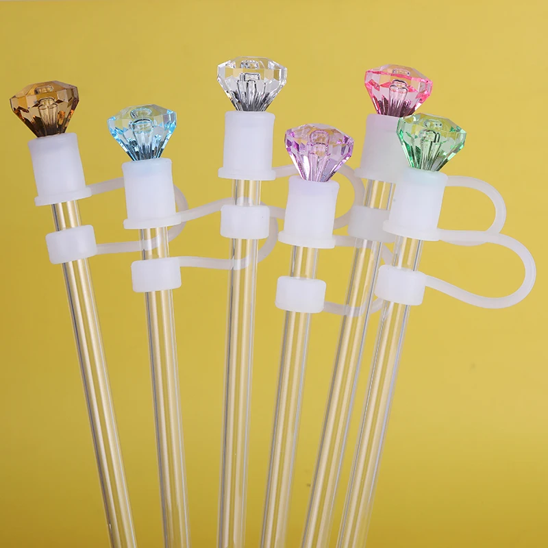 Wholesale Luxury Diamond Shaped Multicolored Drinking Straw Covers Dust ...