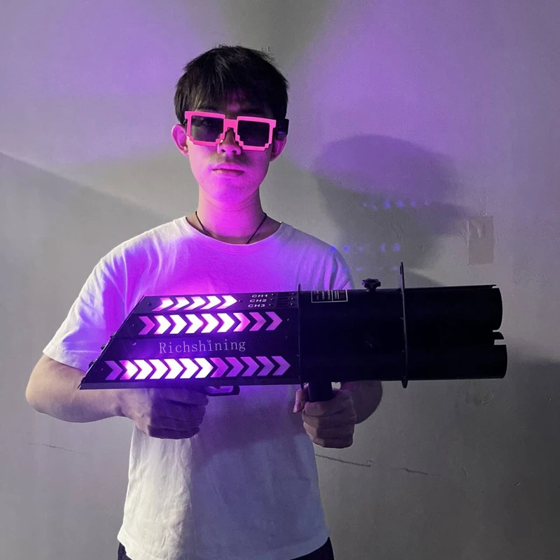 Led Confetti Handle Popper Shooter Machine 3 Heads Party Popper ...