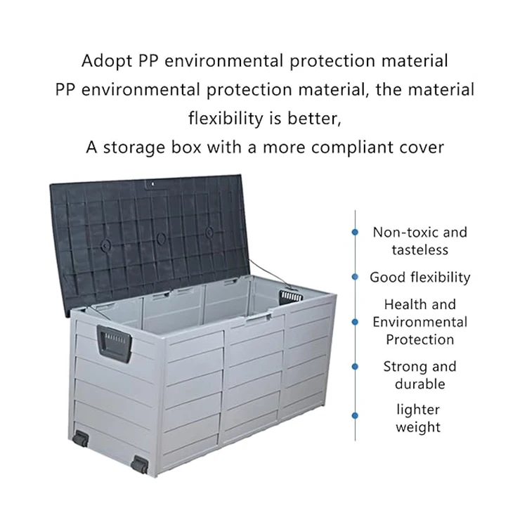 65 Gallon Garden Large Plastic Deck Storage Shed Box Toolbox ...