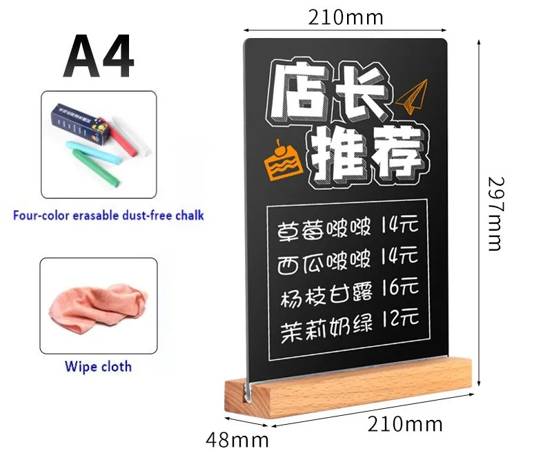 DIY Handwriting Acrylic Menu Sign Board, A4 A5 A6 T L Shaped Tabletop ...