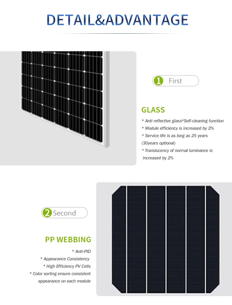 400w 550w 650w Solar Cell System Mono Pv Solar Panel 2m X 1m Black Low ...