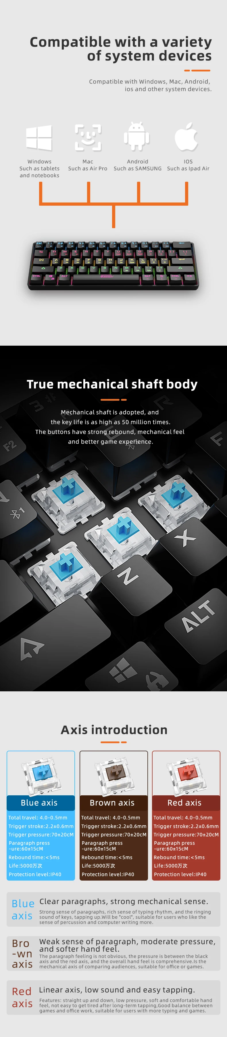 Jertech Jk530 Linear Mechanical Switch Keyboard Rgb Backlit 60% ...