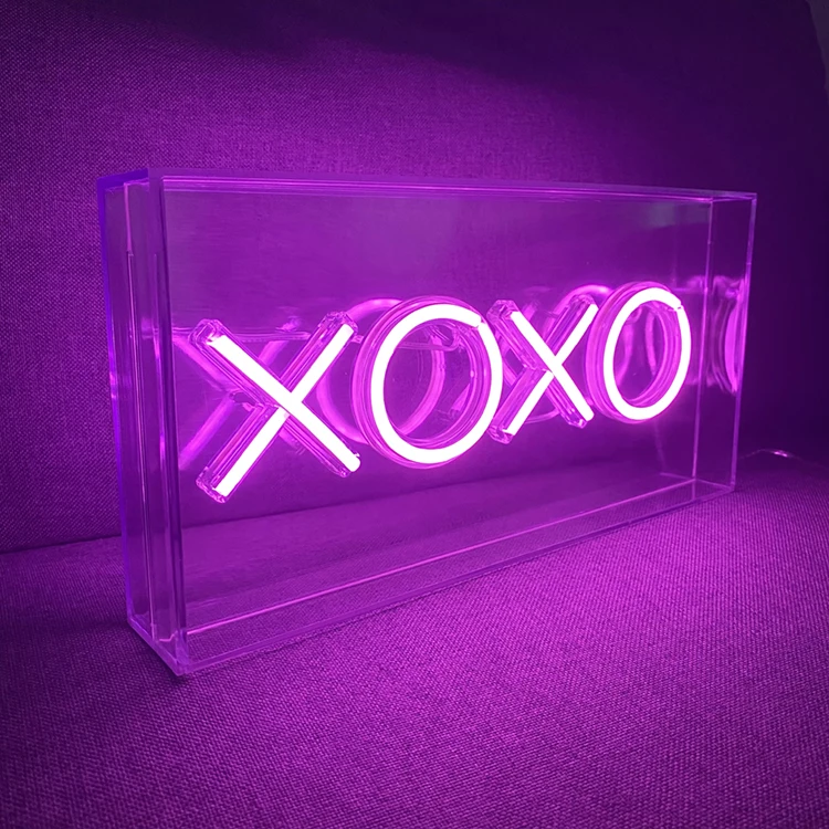 Xoxo Table Neon Lights Letter American Style Led Acrylic Neon Sign Box ...