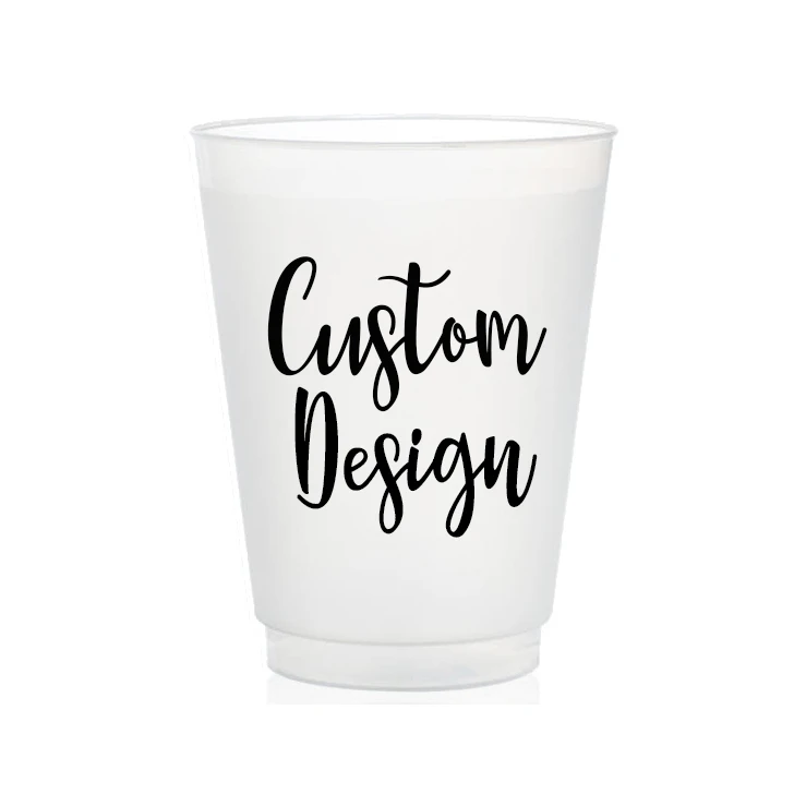 Custom Logo Printing 16oz Reusable Frosted Plastic Cups