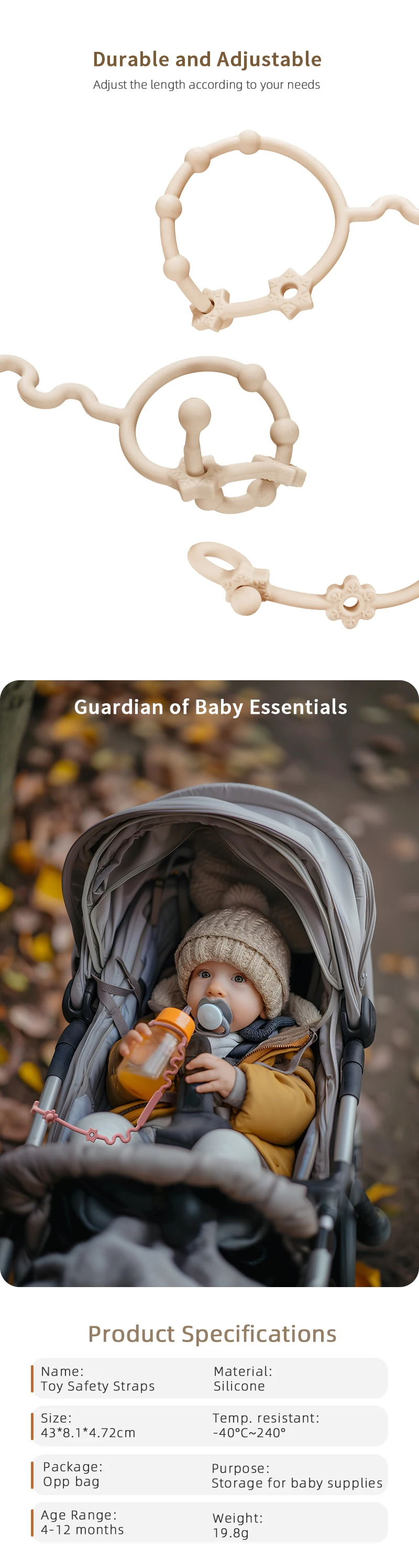 Dongli Custom Bpa Free Silicone Pacifier Clips Adjustable Baby Pacifier ...