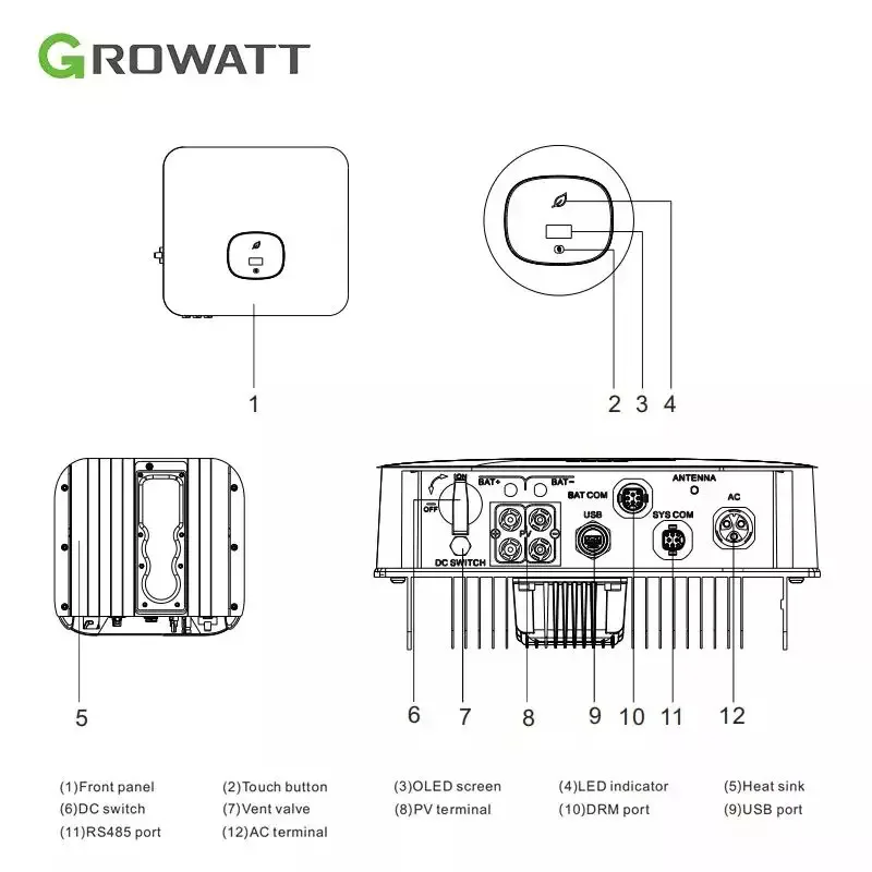Growatt Min 5000tl-x Solar Inverter Single Phase 5kw Hybrid Solar ...