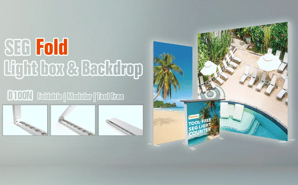 Admax 3.3x6.5ft Advertising LED SEG Foldable Fabric Light Box Fabric ...