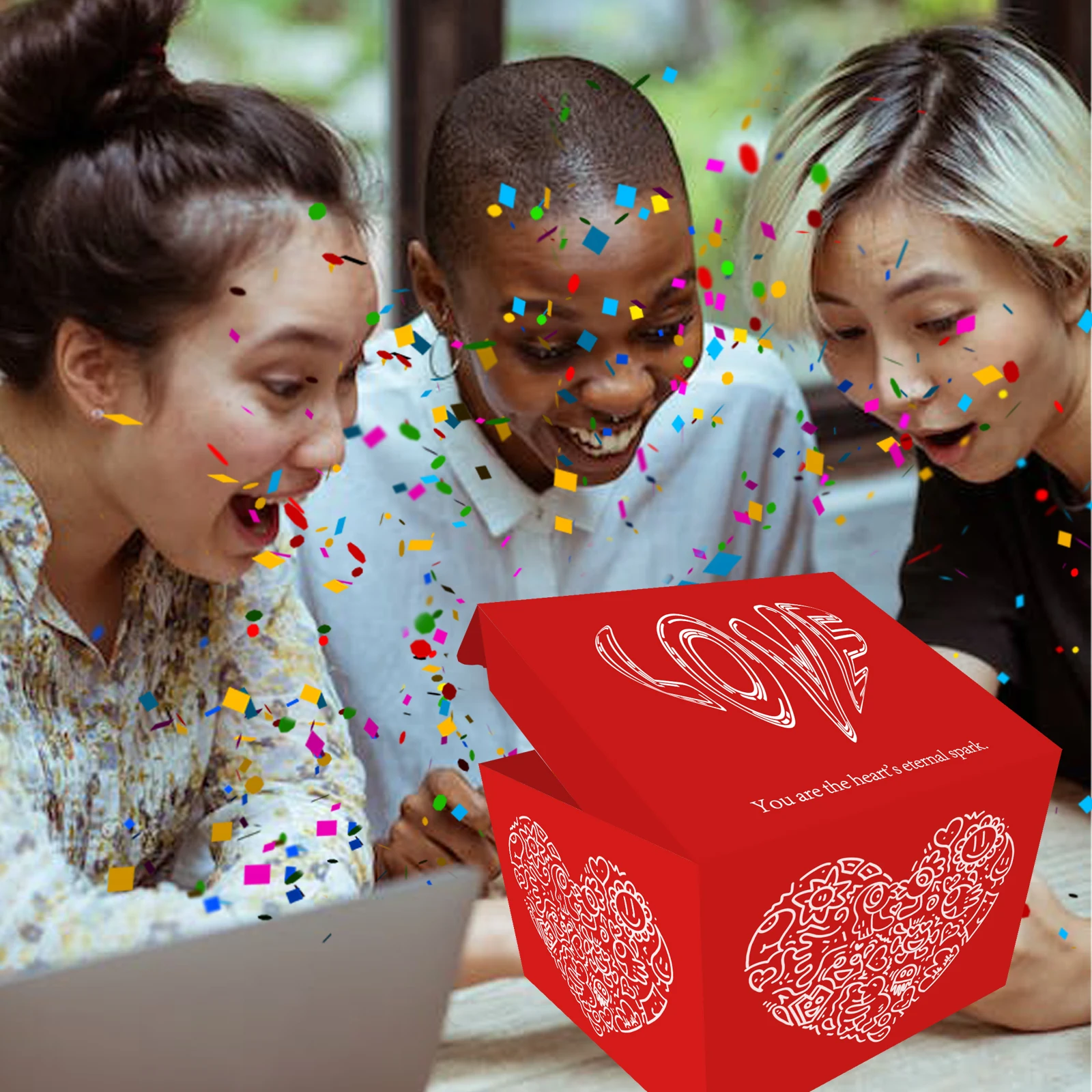 Confetti Surprise Box for Him& Her , Happy Birthday Exploding Surprise ...