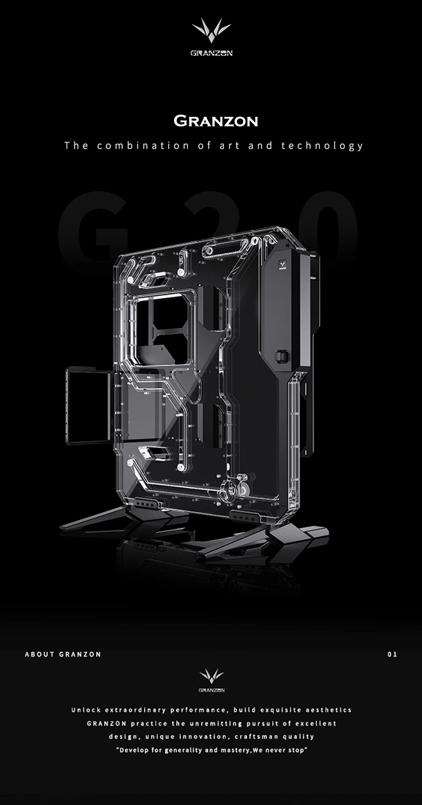 Granzon G20 Open Frame Distro Plate Case for E-ATX Motherboard