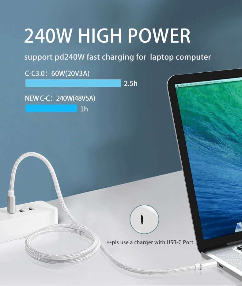 Pd240w Usb C Cable 48v 5a Fast Charging Cable Usb 2.0 Type C To Type C ...