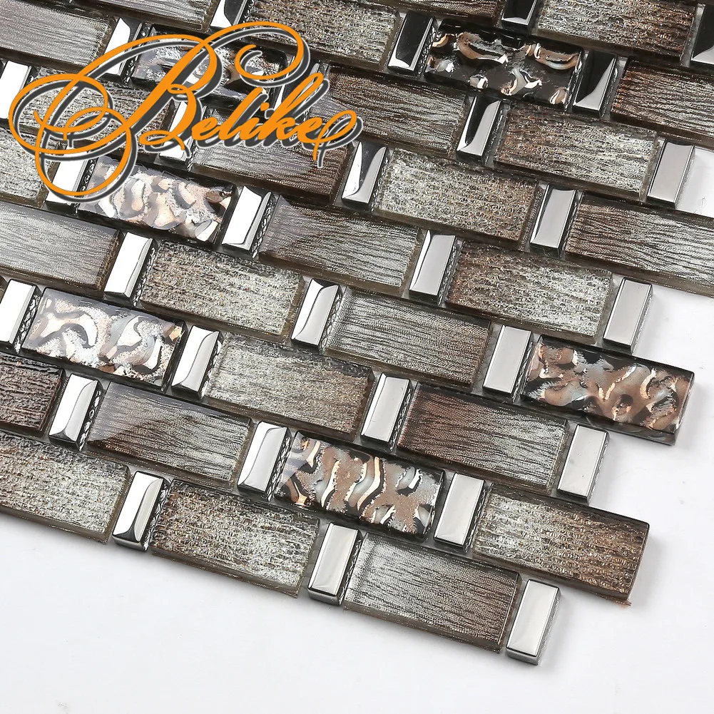 Blue Gradient Tactile Relief Glass Mosaic Wall Tile Elegant Ambience ...