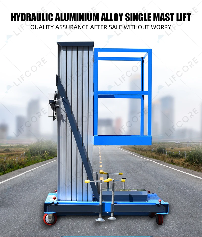 Single Person Hydraulic Lifts Push Around Single Mast Aluminum Alloy ...