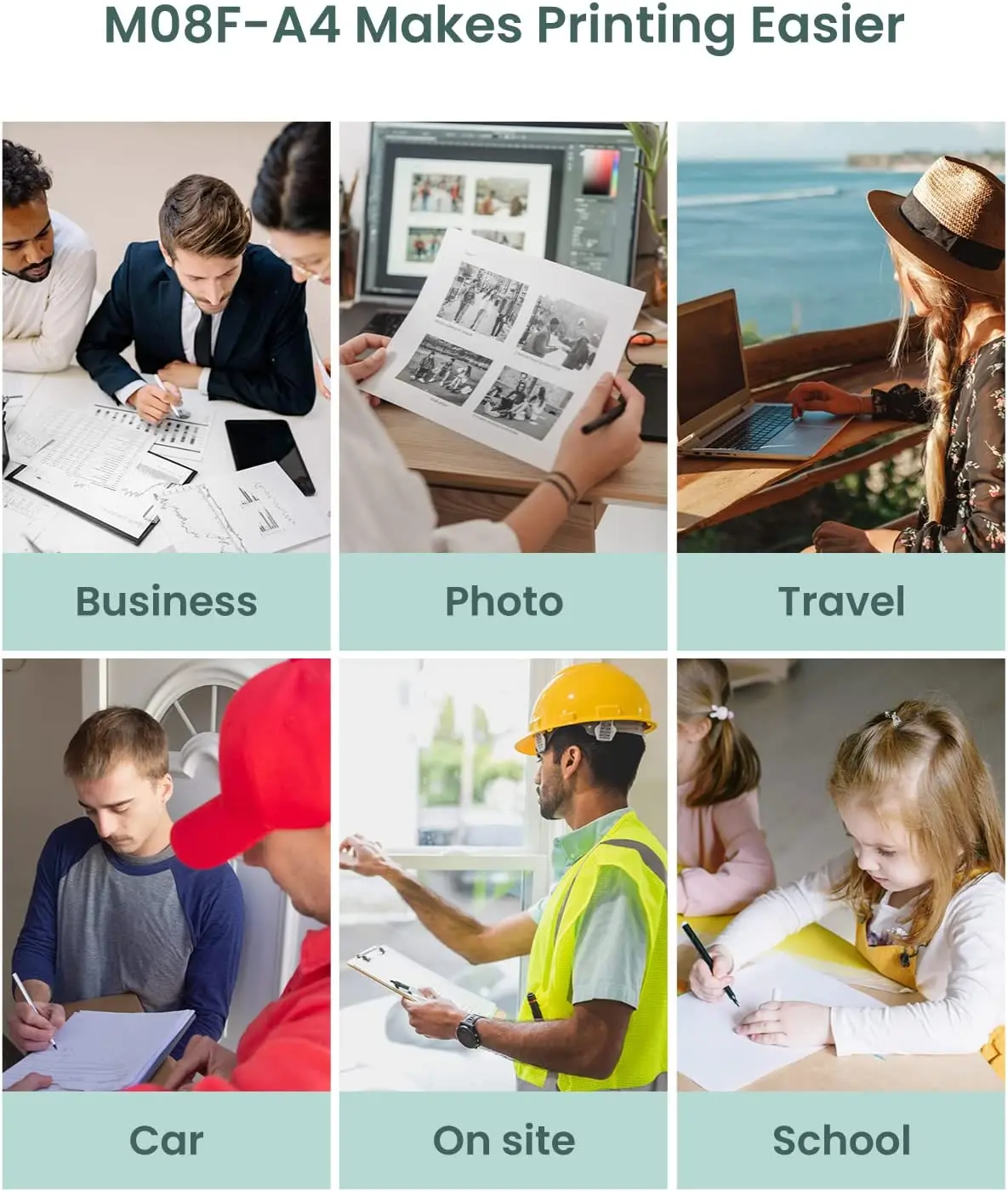 Phomemo M08F Portable Printer 8.5'' X 11'' US Letter Mobile Compact Printer Blue Tooth Thermal ...