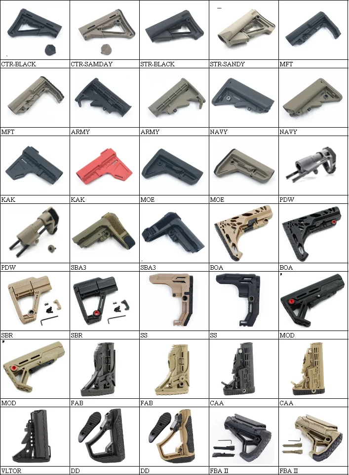 Mixed Match Ctr Tactical Buttstock Moe Str Mft Ss Sbr Sba3 Mod Butt ...