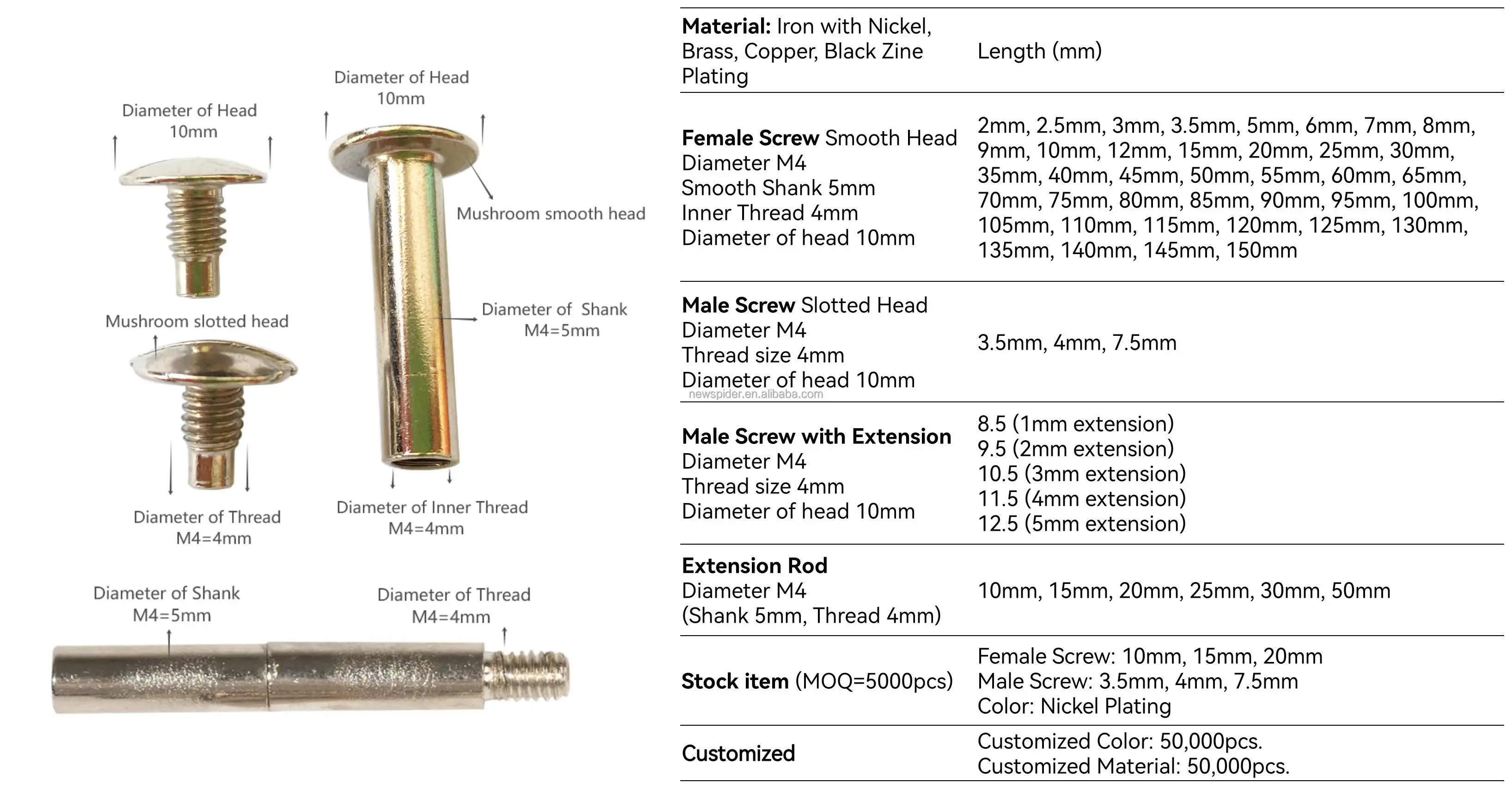 Custom Made Binding Post Brass for Leather & Stainless Steel