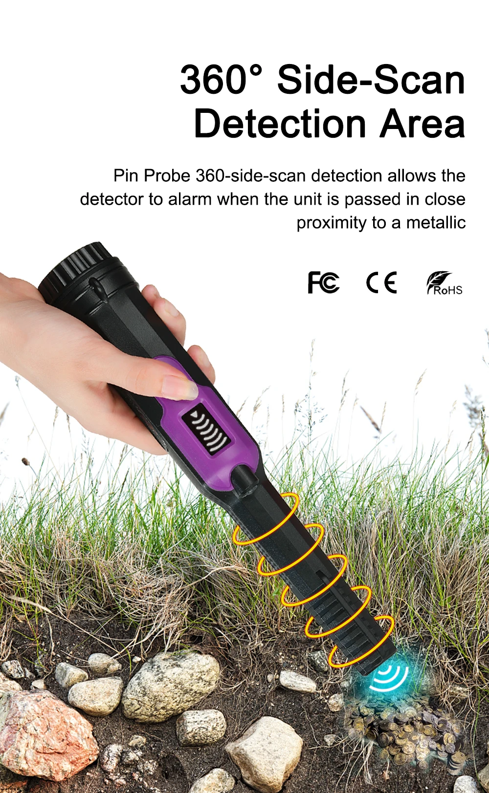 Handheld Portable Underwater Metal Detector Hs16 Waterproof Gold Metal ...