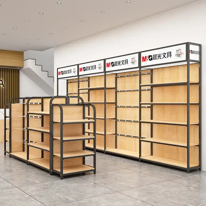 Book Store Display Racks - Wooden and Metal Snack Shelves
