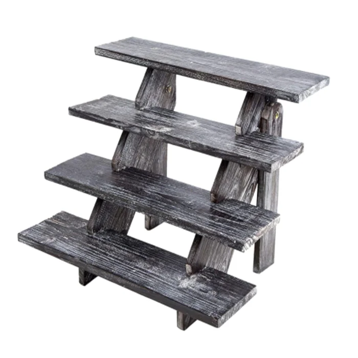 Living Room 5 Tier Leaning Decorative Shelves For Display Wood Display ...