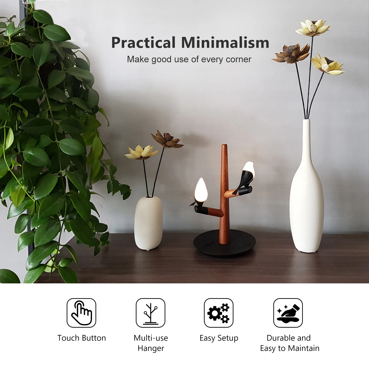 2022 New Gadget Bird Tree Lamp Bedside Lamp Qi Wireless Charger Bird ...