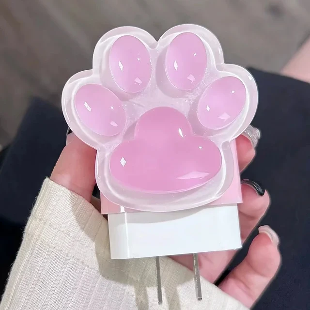 Cartoon Cute Cat Paw Transparent Silicone Charger Case