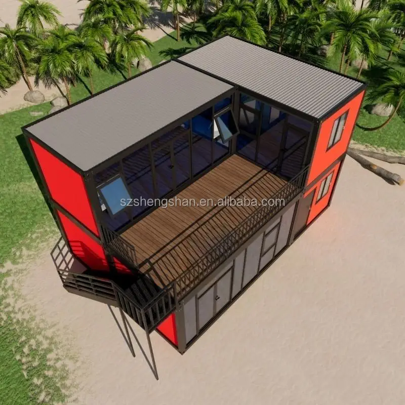 Modern Two Story Prefabricated Container House with Glass Wall ...