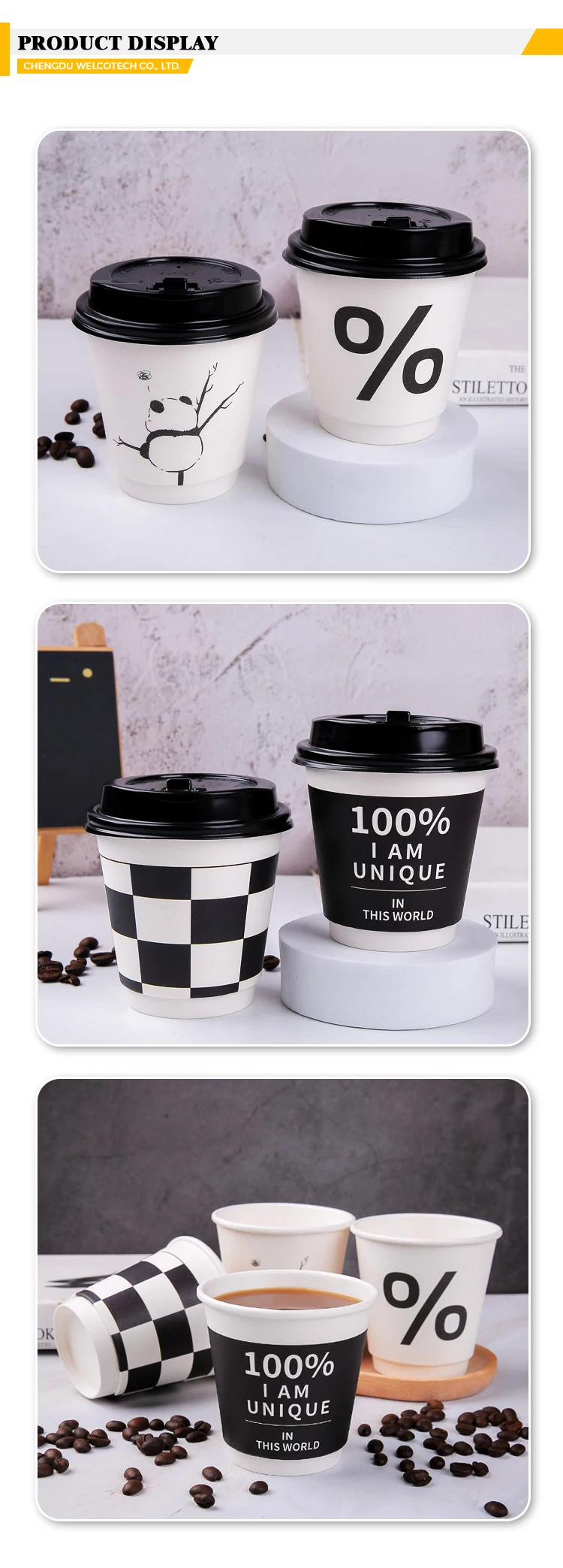 Custom Disposable Biodegradable Double Wall Food Grade Paper Coffee Cup ...