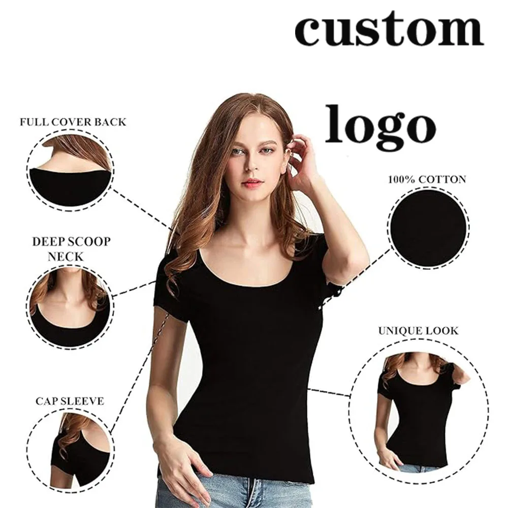 Custom Logo Summer Clothes Women Crop Top Ttee Shirts Supplier Plain High Quality Bamboo Slim ...