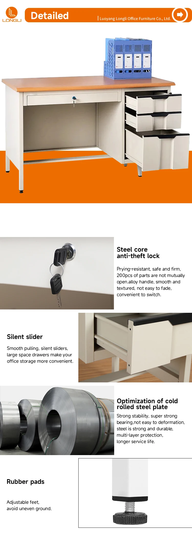 Modern Steel Executive Office Desk Low Price Home Metal Study Desk With ...