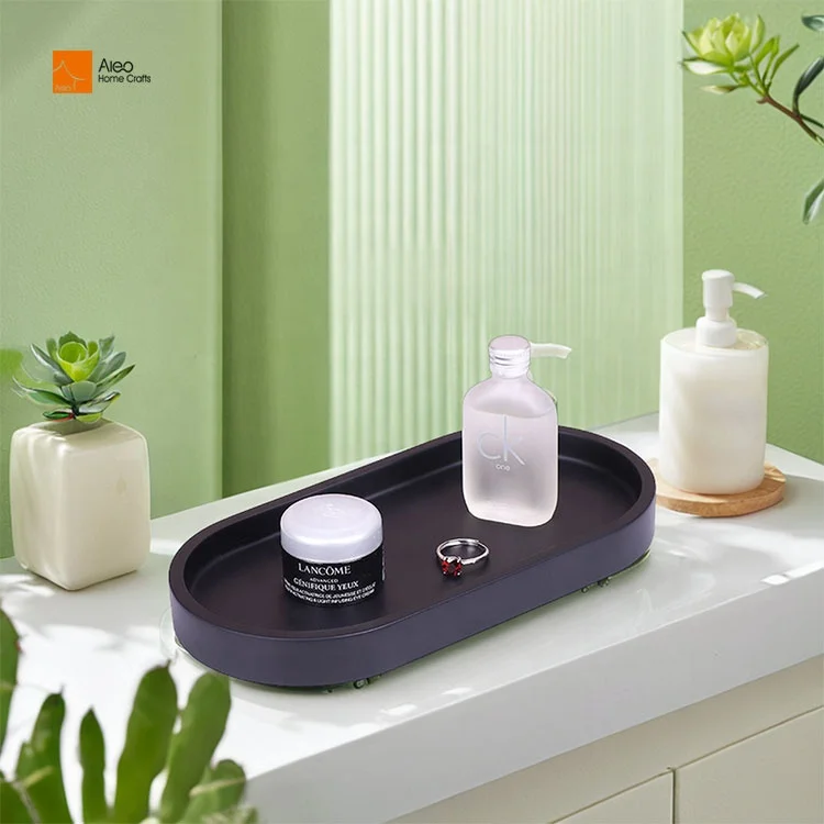 Polyresin Black Oval Vanity Bathroom Amenity Tray for Sale Amenities ...
