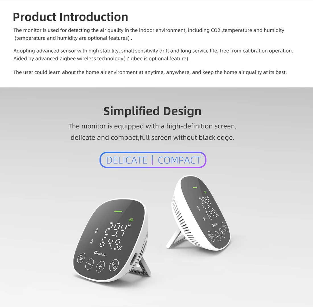 2024 Smart Co2 Air Quality Sensor Zigbee Air Quality Monitor Detector ...