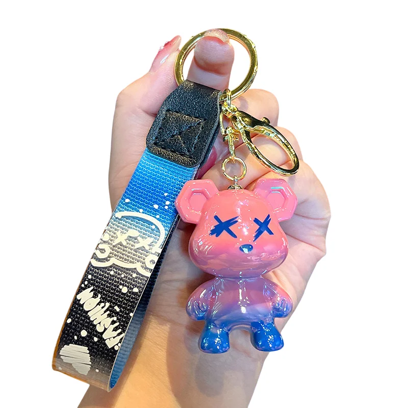 Cute Gradient Bear Keychain Creative Premium Cartoon Couple Car ...