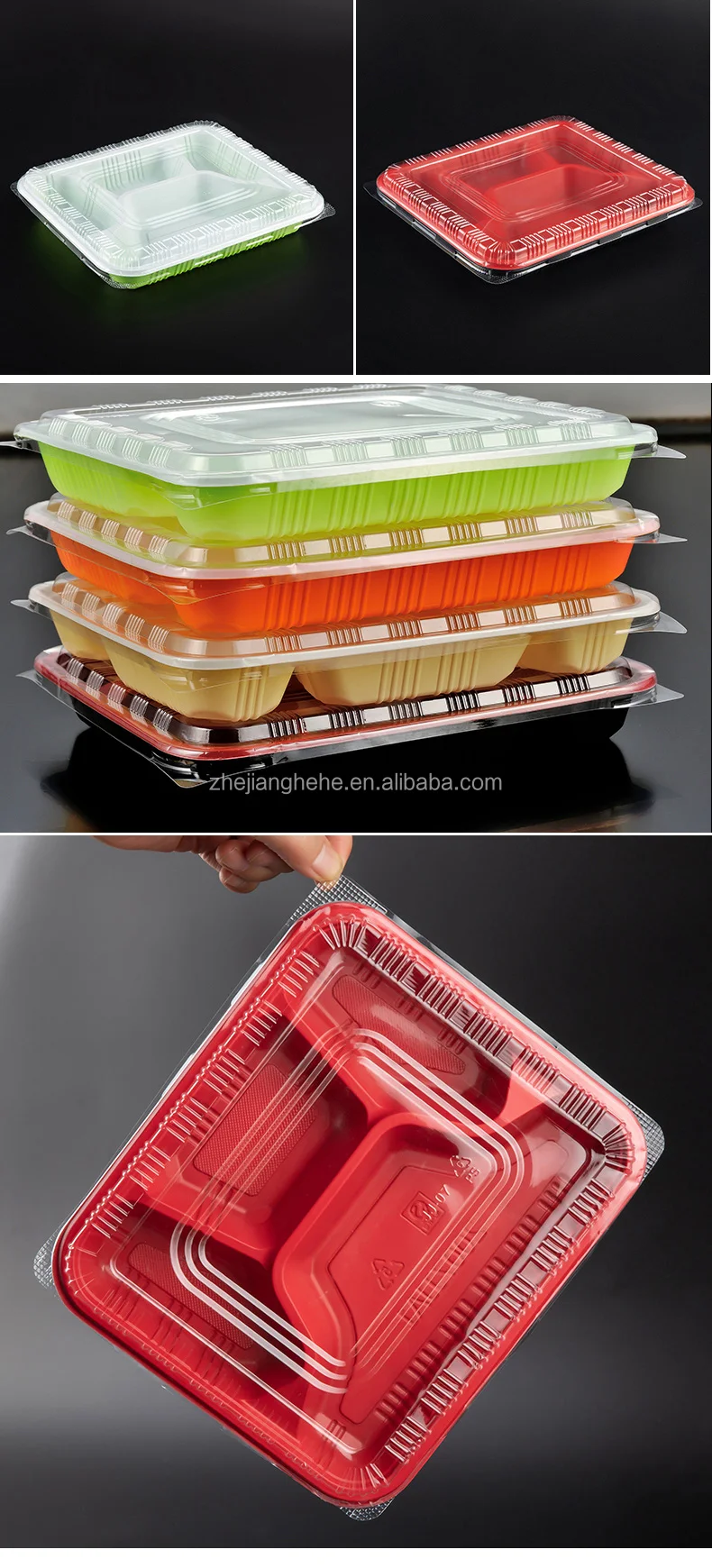 Disposable Meal Box Rectangular Plastic Lunch Box Five Minutes Grid ...