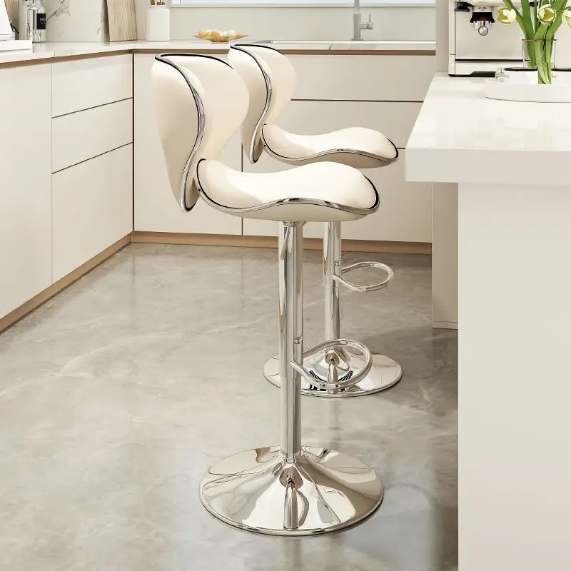 Custom Modern Nordic Leather Upholstered Bar High Chair Metal Bar Stool ...