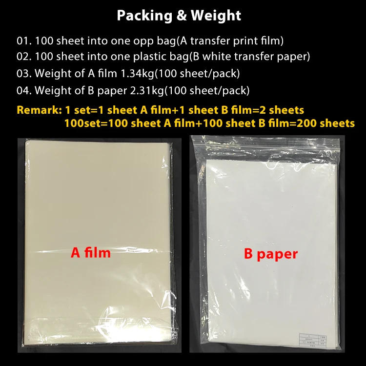 Custom 1 Sheet Clear A Film 1 Sheet White B No Cut A4 Size One Set ...
